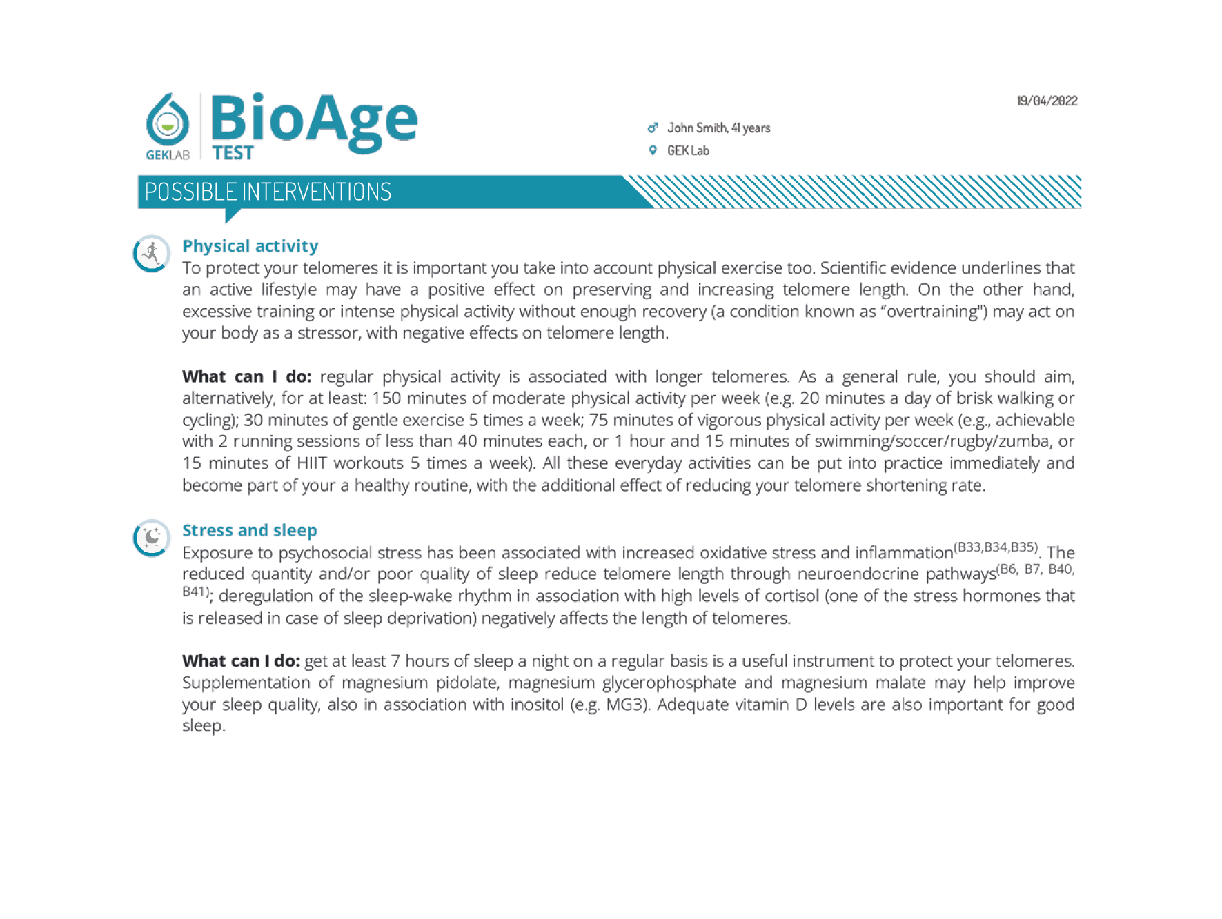 BioAge Test - GEK Lab | Inflammation and nutrition