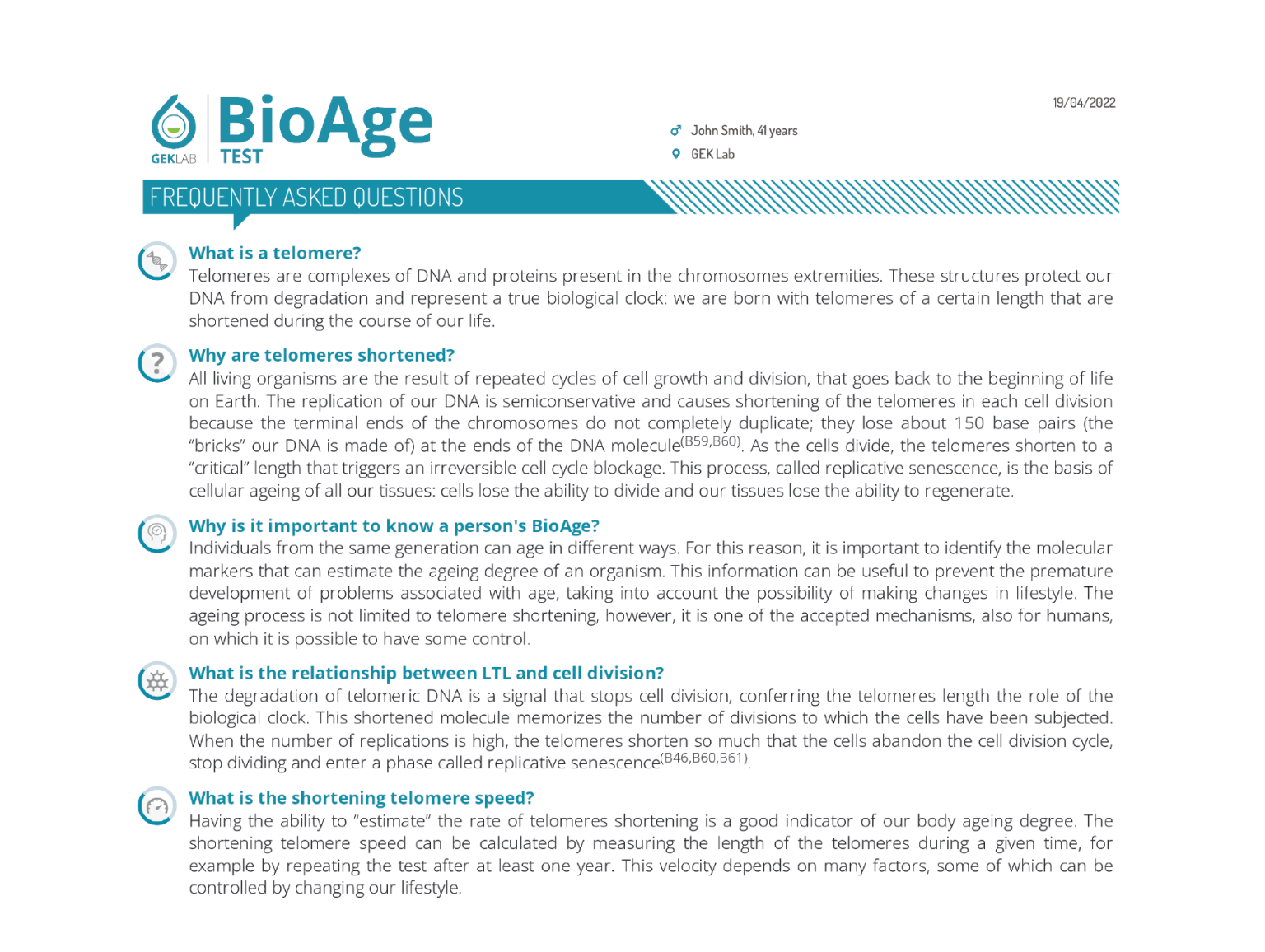 BioAge Test - GEK Lab | Inflammation and nutrition